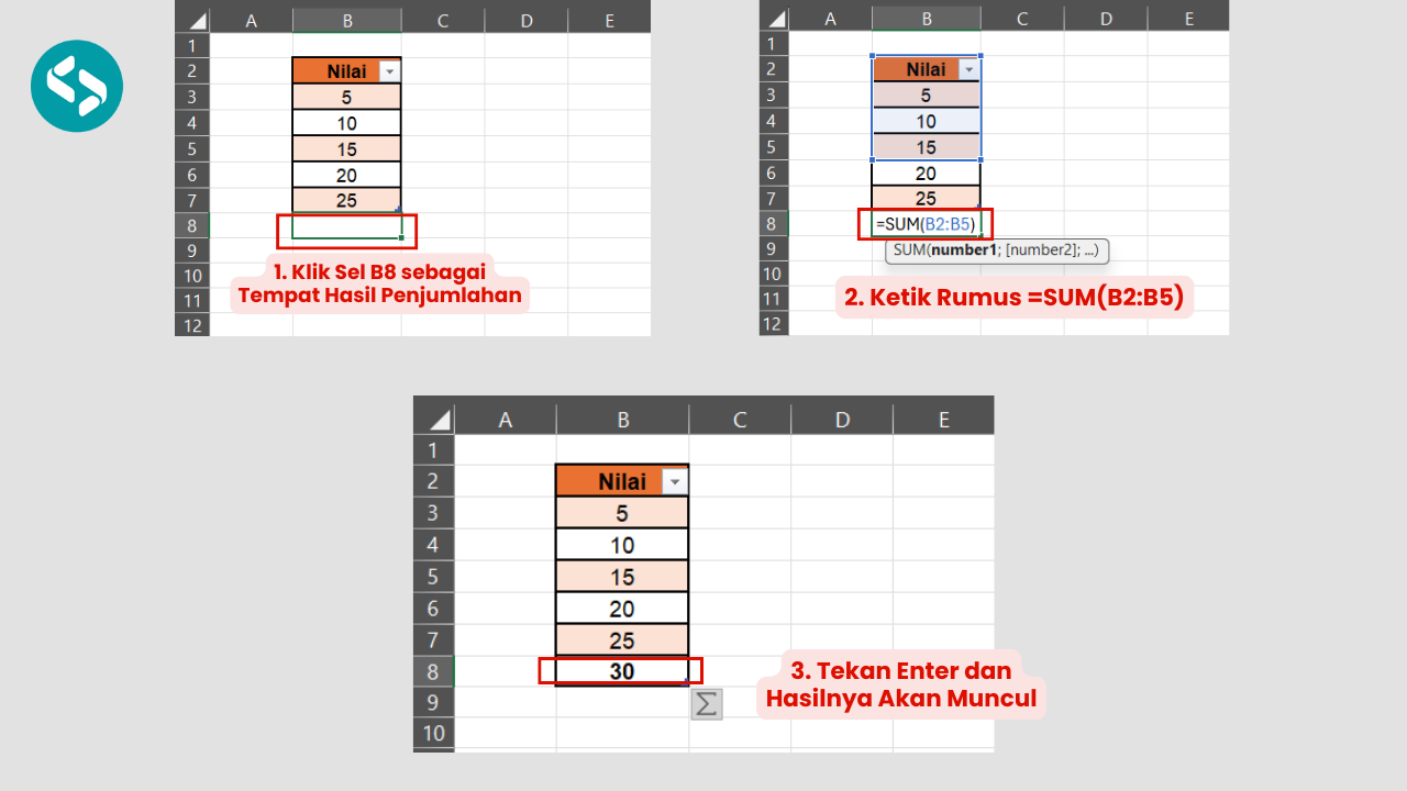 Cara Menggunakan Rumus SUM Excel versi Coding Studio – E-TEST.ID