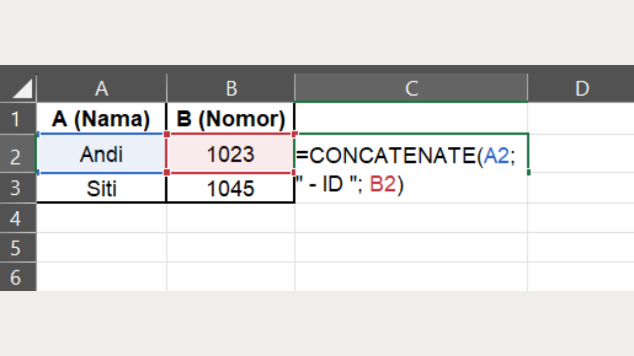 Cara Menggunakan Rumus CONCATENATE di Excel versi Coding Studio – E-TEST.ID
