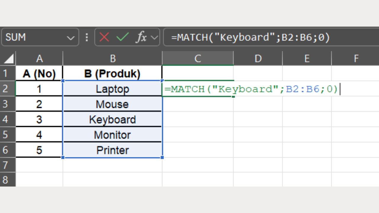 3 Cara Menggunakan Rumus MATCH di Excel versi Coding Studio – E-TEST.ID